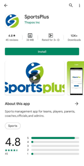 SportsPlus Mobile App | iOS, Android | Players Parents Staff